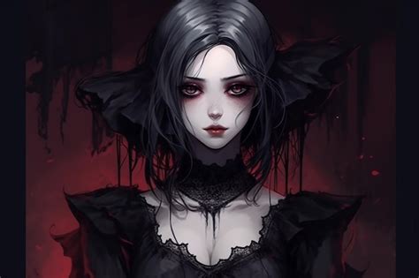 Premium Ai Image A Vampire Girl With Elegant Gothic Attire Ai Generated