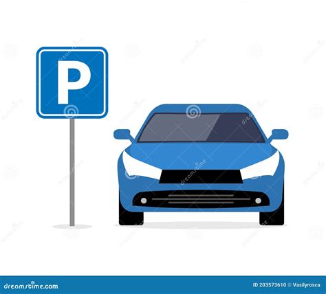 Parking Car Spot Lot Vector Car Park Icon Front View Cartoon Flat Icon Stock Vector