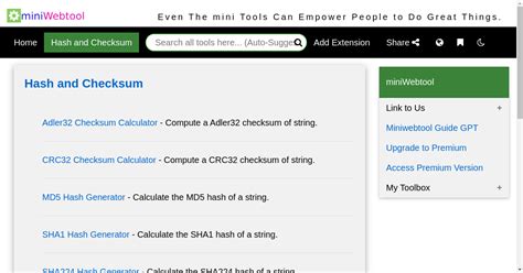 Online Tools And Calculators Hash And Checksum