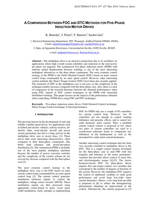 Pdf A Comparison Between Foc And Dtc Methods For Five Phase Induction