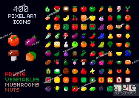 Pixel Art Vector Game Design Icon Video Game Interface Set Stock
