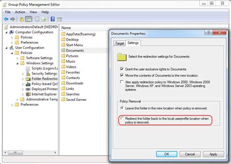 active directory after disabling folder redirection my documents still redirected server fault