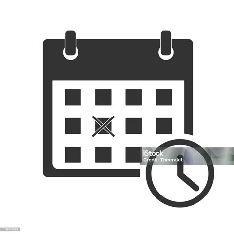 흰색 바탕에 달력 아이콘입니다 플랫 스타일입니다 웹 사이트 디자인 로고 앱 Ui에 대 한 일정 아이콘입니다 시계 기호가 있는 달력입니다 날짜 확인 기호입니다 0명에 대한