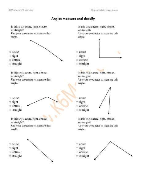 Angles Measure And Classify Worksheet For 5th 6th Grade Lesson Planet