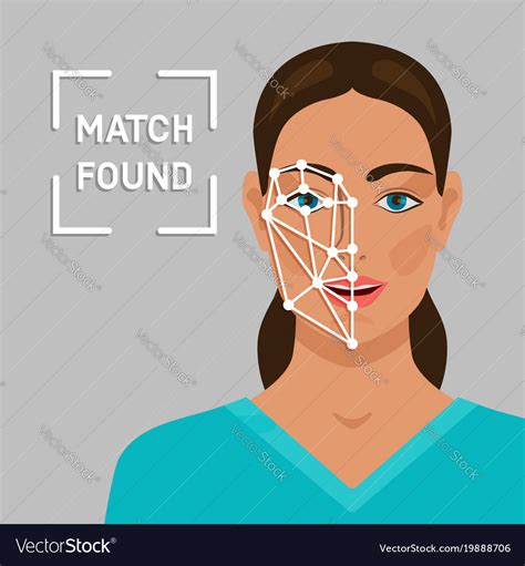 Facial Recognition Concept With A Female Face Vector Image