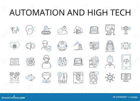 Automation And High Tech Line Icons Collection Artificial Intelligence Modern Technology