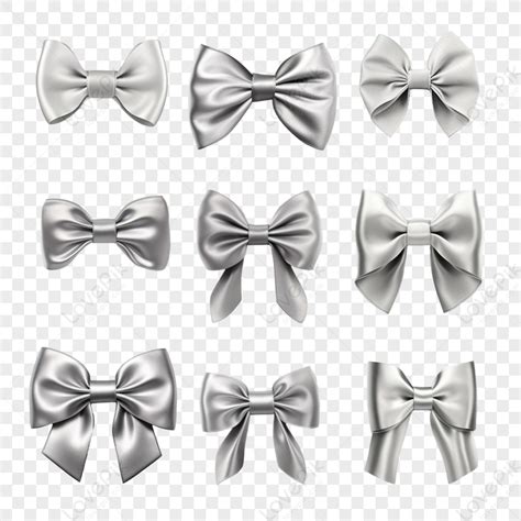 은색 활 또는 리본 장식 활 3d 세트행복하다하얀색 Png 일러스트 무료 다운로드 Lovepik