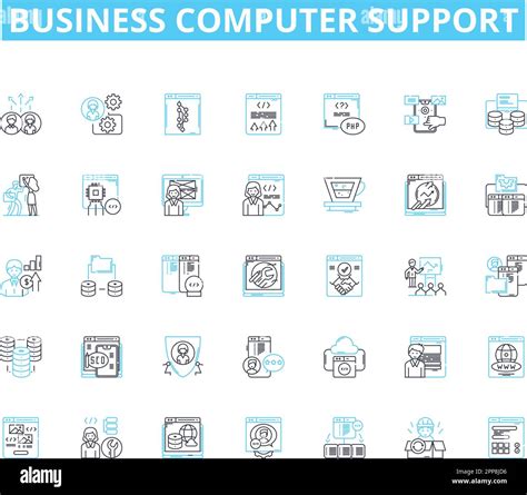 Business Computer Support Linear Icons Set Hardware Software Nerking It Security