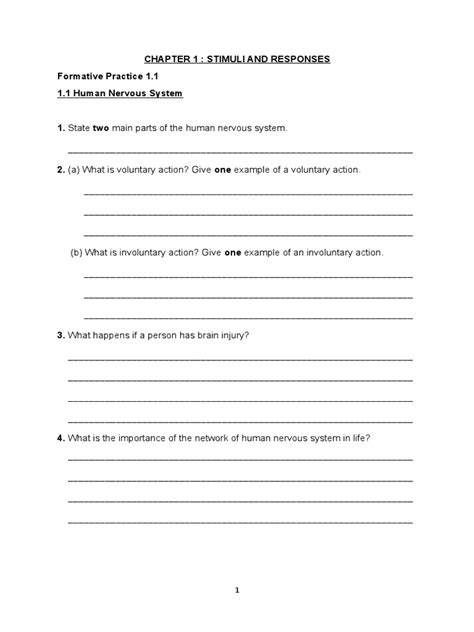 Science Form 3 Chapter 1 Stimulus Physiology Senses