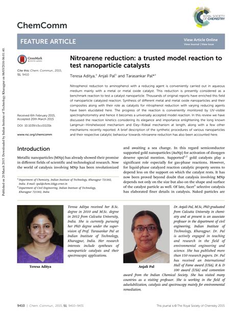 Pdf Cheminform Abstract Nitroarene Reduction A Trusted Model Reaction To Test Nanoparticle