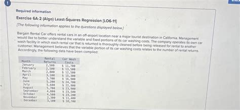 required information exercise 6a 2 algo