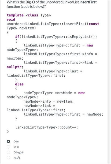 solved what is the big o of the unorderedlinkedlist