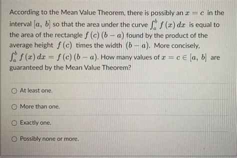 Solved According To The Mean Value Theorem There Is Chegg