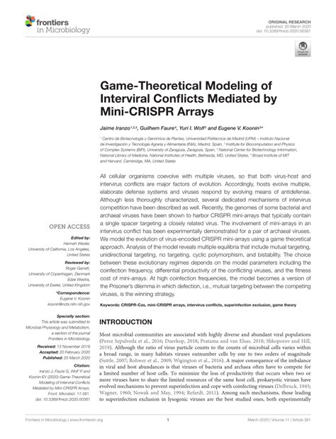 Pdf Game Theoretical Modeling Of Interviral Conflicts Mediated By