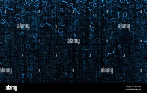 Binary Bit 0 1 Falling With Blue Glow Color Abstract Technology