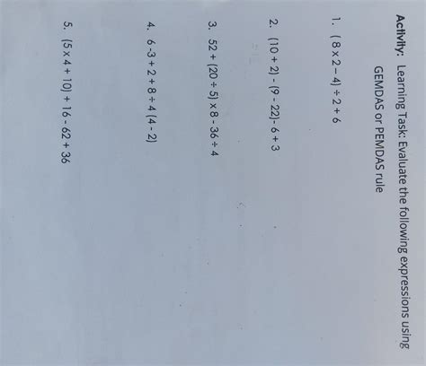 Evaluate The Following Expressions Using Gemdas Or Pemdas Rule