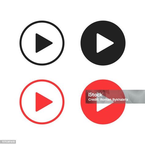 벡터 격리 재생 버튼 또는 아이콘입니다 멀티미디어 표지판 검은 색과 빨간색 색상의 음악 버튼을 재생합니다 Theatrical Performance에 대한 스톡 벡터 아트 및