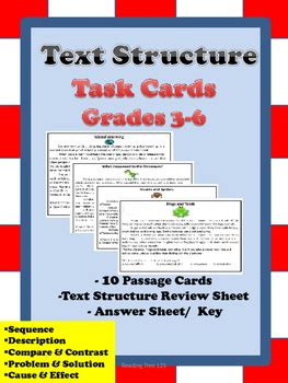 Text Structure Task Cards By Reading Tree Teachers Pay Teachers