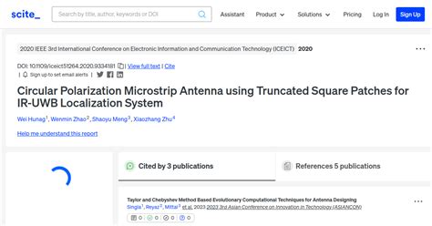 Circular Polarization Microstrip Antenna Using Truncated Square Patches For Ir Uwb Localization
