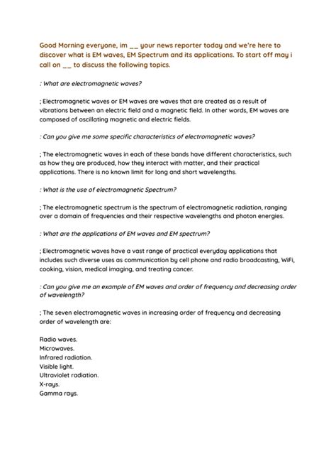 Em Waves Em Spectrum And Its Applications Pdf Electromagnetic