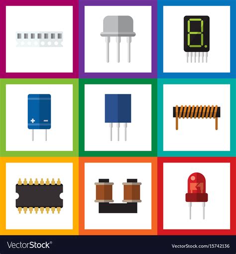 Flat Icon Device Set Transistor Coil Copper Vector Image
