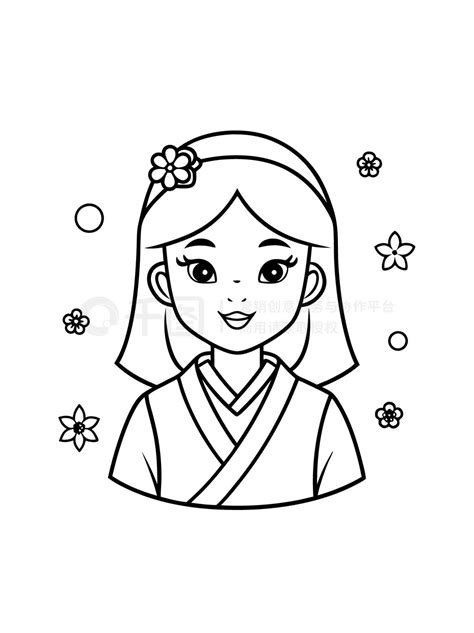 简笔画免抠元素 矢量人物线条简笔画可爱小女孩 素材免费下载 1536像素 Ai格式 编号70841516 千图网