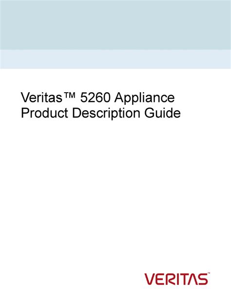 Veritas 5260 Product Description Manual Pdf Download Manualslib