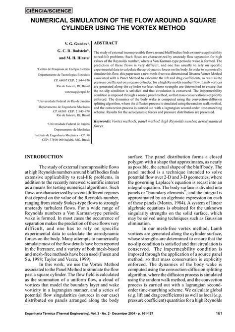 Pdf Numerical Simulation Of The Flow Around A Square Cylinder Using The Vortex Method