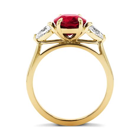 Mozambique Oval Cut Ruby Ring With Pearshape Diamond Shoulders 3 03ct