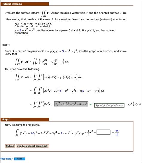 Solved Texts Tutorial Exercise Evaluate The Surface Integral ∬ Ds For