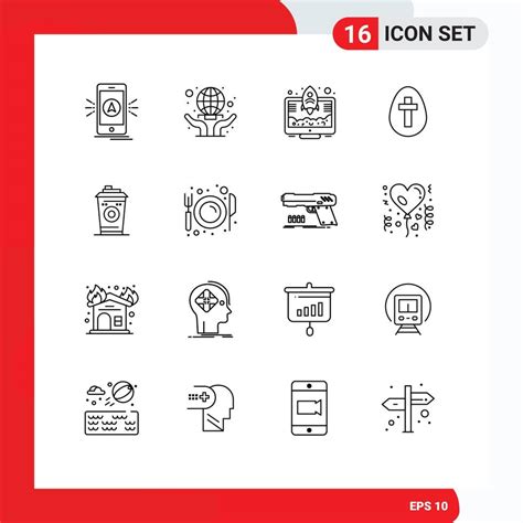16 Universal Outlines Set For Web And Mobile Applications Coffee