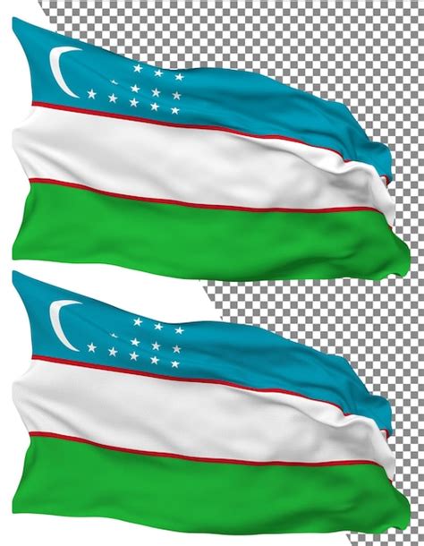Premium Psd Uzbekistan Flag Waves Isolated In Plain And Bump Texture