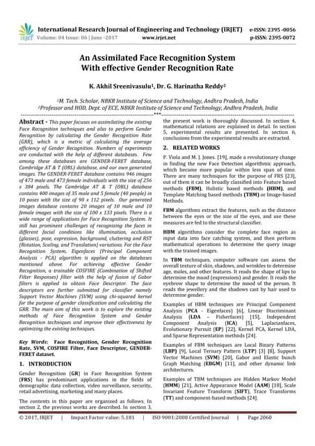 An Assimilated Face Recognition System With Effective Gender Recognition Rate Pdf