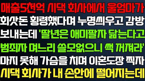 반전 신청사연 시댁 회사에서 엄마가 일하다 억울한 일이 생기는데 방법이 없어 이혼했더니 시댁 회사가 내 명의가 되는데 라디오