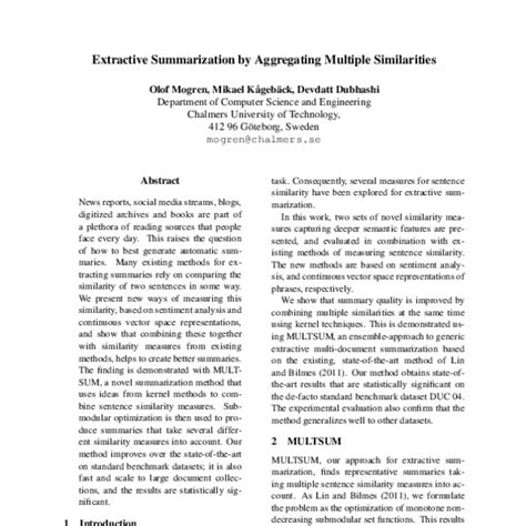 Extractive Summarization By Aggregating Multiple Similarities Acl