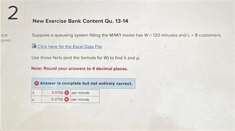 Solved New Exercise Bank Content Qu 13 14suppose A Queueing