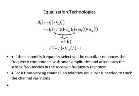Equalization Diversity And Channel Coding Introduction Equalization Techniques
