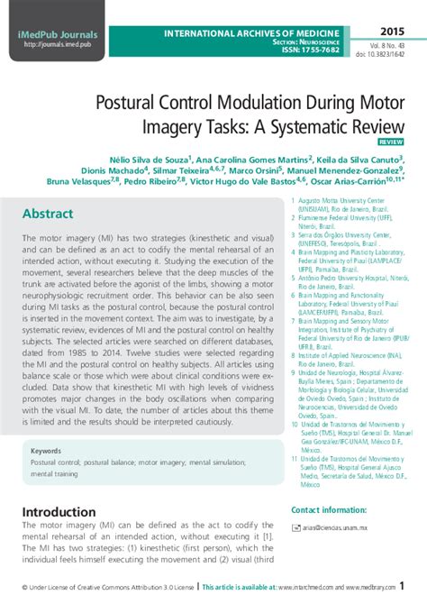Pdf Postural Control Modulation During Motor Imagery Tasks A Systematic Review