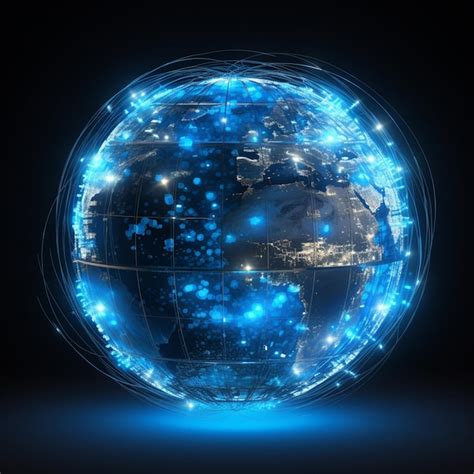 premium photo glowing blue sphere displays global data patterns