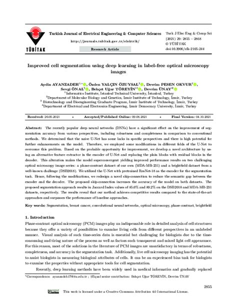 Pdf Improved Cell Segmentation Using Deep Learning In Label Free Optical Microscopy Images