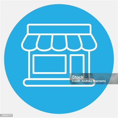 아이콘 상점 건물 요소 파란색 원형 스타일의 아이콘입니다 인쇄물 웹 포스터 로고 사이트 계획 지도 인포그래픽 등에 적합합니다 가방에 대한 스톡 벡터 아트 및 기타 이미지