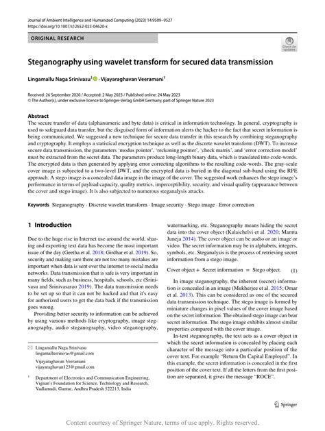 Steganography Using Wavelet Transform For Secured Data Transmission