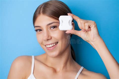 Women Use Dental Floss White Healthy Teeth Stock Image Image Of