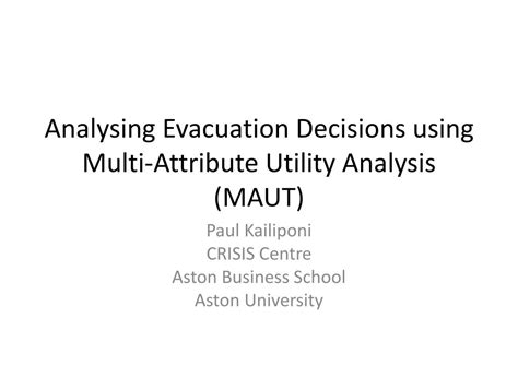 Ppt Analysing Evacuation Decisions Using Multi Attribute Utility