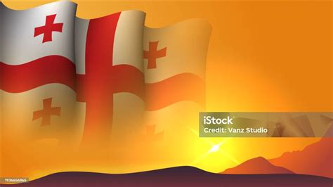 조지아 흔들리는 깃발 배경 디자인 통하고 있는 일몰 보기 벡터 일러스트 레이 션 개념에 대한 스톡 벡터 아트 및 기타 이미지 개념 개념과 주제 공휴일 Istock