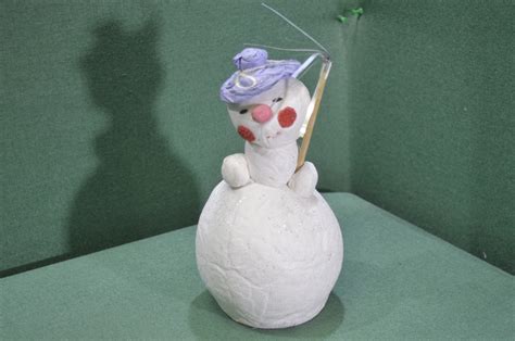 Купить Елочная новогодняя подставная игрушка Снеговик Вата Роспромигрушка СССР 1 цены