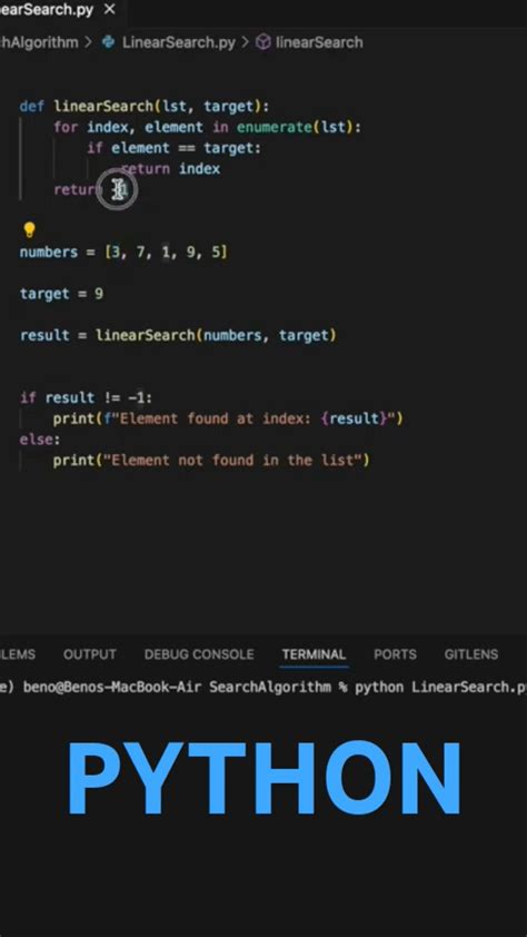 Linear Search Algorithm In 60 Seconds Shorts Trending Dsa Python