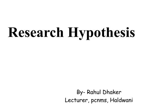 Research Hypothesis Ppt