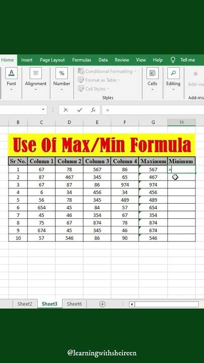 max and min formulas in excel exceltips microsoftexcel excelsolutions dataanalysis excel