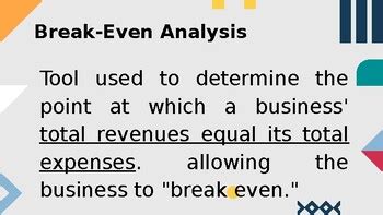 Break Even Analysis Break Even Analysis By DragonSmith Store TPT